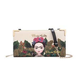 frida kahlo cartoon licensed clutch with long strap (black)