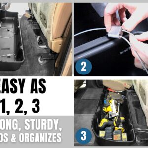 RHA Under Seat Storage 2015-2024 SuperCrew Fits Ford F-150, 2017-2024 Super Duty F-250/F-350 Crew Cab Upgraded Rear Underseat Box Black Organizer (WITHOUT OEM Floor Mounted Flip-up Storage)