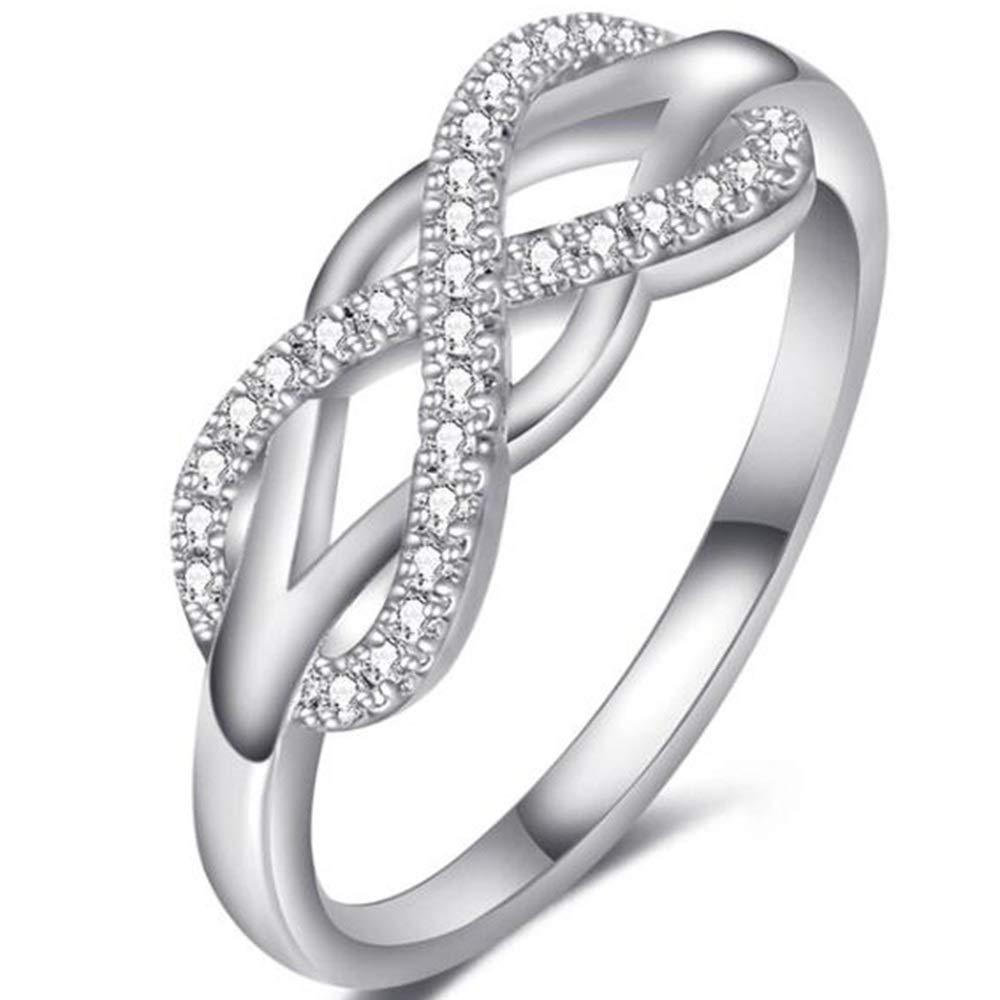 Jude Jewelers Silver Rose Gold Plated Infinity Heart Wedding Engagement Promise Statement Anniversary Ring (Silver, 6)