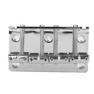 4 String Hardtail Bridge, Bass Bridge Saddles for Fender Precision 4 Saddle Hardtail 80mm Metal Tailpiece Electric Bass Bridge Replacement Accessory(Silver)