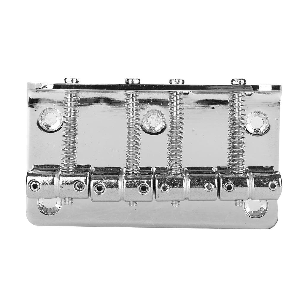 4 String Hardtail Bridge, Bass Bridge Saddles for Fender Precision 4 Saddle Hardtail 80mm Metal Tailpiece Electric Bass Bridge Replacement Accessory(Silver)