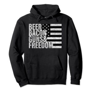 Beer Bacon Guns & Freedom Hoodie Flag Pullover