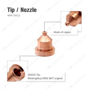 192047 Plasma Electrode Nozzle 204325 Standard Tip for Miller ICE-40T / ICE-40TM Torch Kit 20pcs