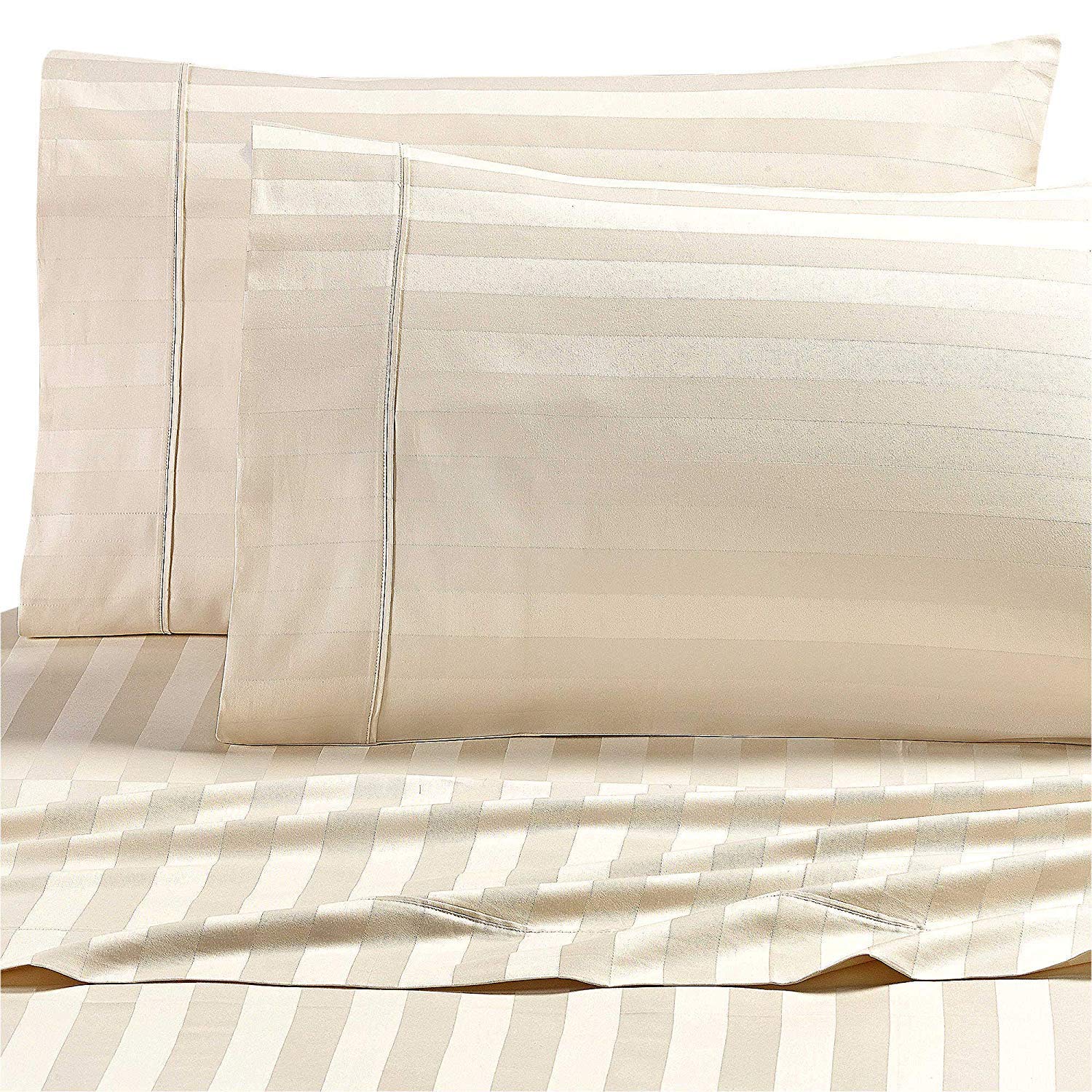 Wamsutta Dream Zone Stripe 1000-Thread-Count PimaCott King Sheet Set in Ivory