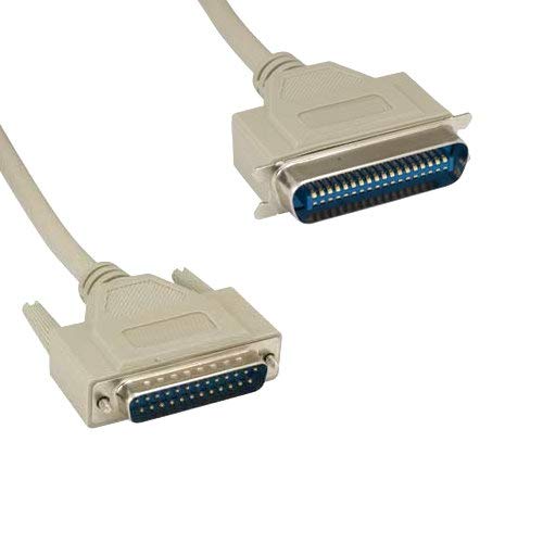 KENTEK 6 Feet FT DB25 to CN36 Parallel Printer Data Cable Cord RS-232 28 AWG Uni-Directional 25 to 36 Pin Molded Male to Male M/M Centronics 25C Port for IBM PC Dot-Matrix Laser Printer