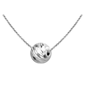 sea of ice silver necklace for women, bead necklace, 10mm diamond-cut ball bead, sterling silver chain, dainty necklace for women and men, stacking gift holiday birthday