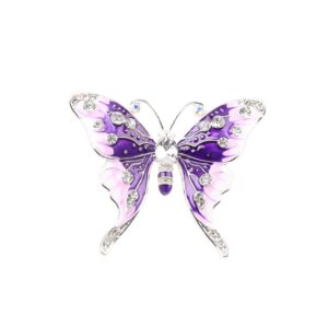 feelmem crystal rhinestone butterfly brooch pin blue color butterfly brooches for for women girls wedding/banquet/birthday party (purple)