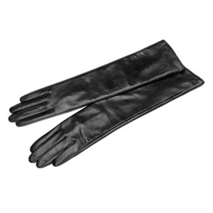 QECEPEI Womens Long Leather Gloves Winter Touchscreen Opera Evening Dress Driving Gloves Velvet Liner L, 19.6"/50cm