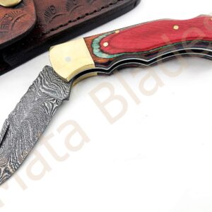 MATA BLADES 6.75 INCH MB0018 Handmade Damascus Folding Hunting Knife