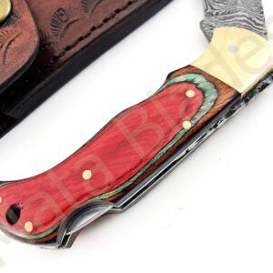 MATA BLADES 6.75 INCH MB0018 Handmade Damascus Folding Hunting Knife