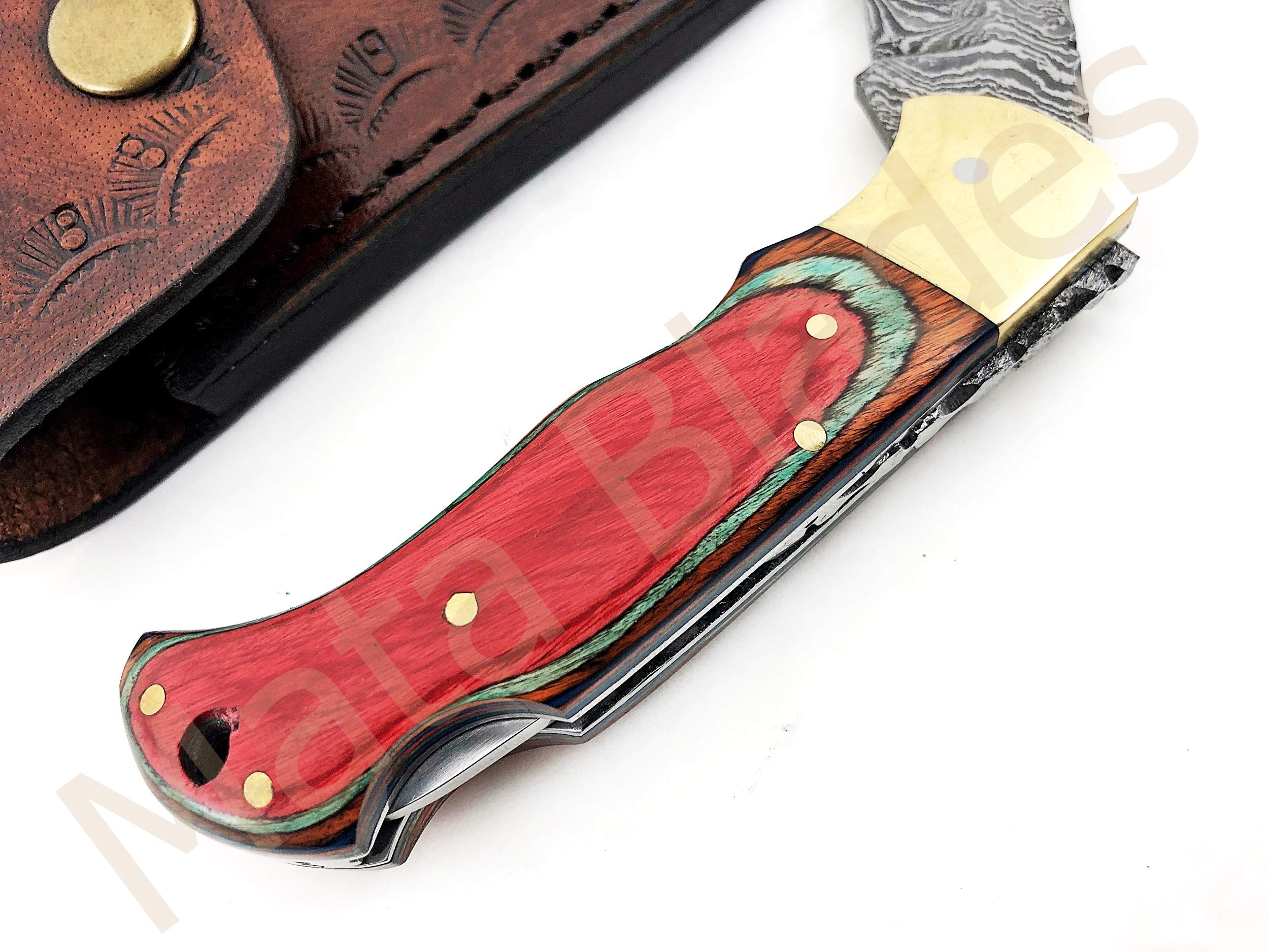 MATA BLADES 6.75 INCH MB0018 Handmade Damascus Folding Hunting Knife