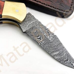 MATA BLADES 6.75 INCH MB0018 Handmade Damascus Folding Hunting Knife