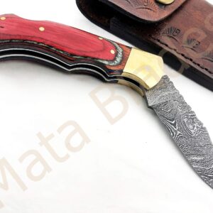 MATA BLADES 6.75 INCH MB0018 Handmade Damascus Folding Hunting Knife