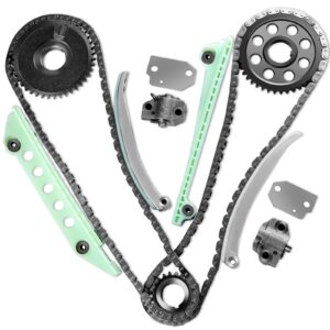 ocpty timing chain kit gear crank sprocket tensioners guide rails fits for 1997-2010 ford f-150 explorer expedition 4.6l sohc vin 6 w 90387sg