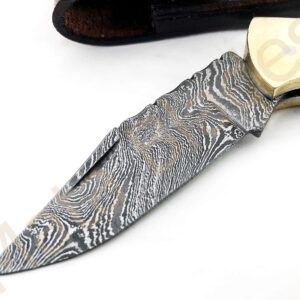 MATA BLADES 6.75 INCH MB0018 Handmade Damascus Folding Hunting Knife