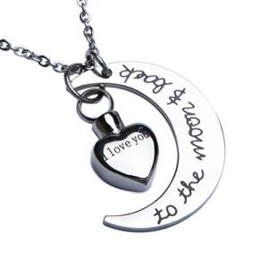 fanery sue personalized custom love you to the moon and back cremation urn necklace for ashes memorial pendant jewelry(no engraving)