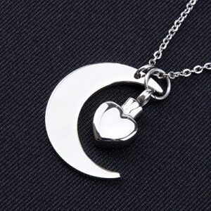 Fanery Sue Personalized Custom Love You to the Moon and Back Cremation Urn Necklace for Ashes Memorial Pendant Jewelry(No Engraving)