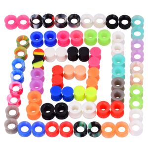 longbeauty 36pcs/76pcs colorful soft silicone ear gauges flexible ear skin tunnels earlets plugs stretcher expander set piercing jewelry 2g-3/4