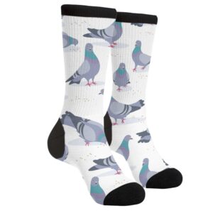 women's men's fun novelty crazy crew socks bluish pigeons dress socks