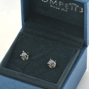 14k Yellow Gold 2 Ct T.W. Round-Cut Black Diamond 4-Prong Studs Womens Earrings