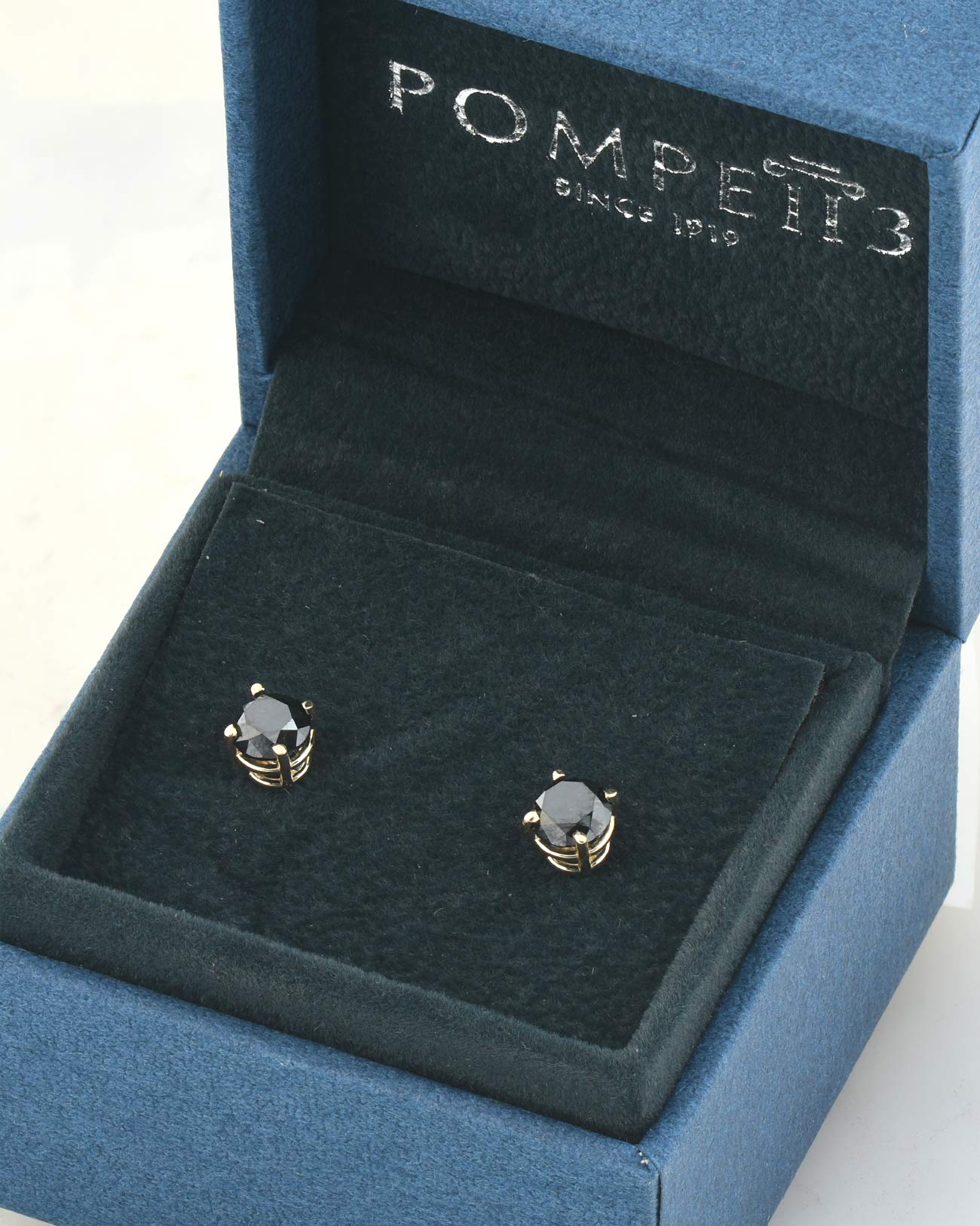 14k Yellow Gold 2 Ct T.W. Round-Cut Black Diamond 4-Prong Studs Womens Earrings