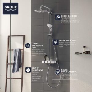 GROHE 26511000 Euphoria SmartControl Mono Shower System with Thermostat for Wall Mount, Starlight Chrome