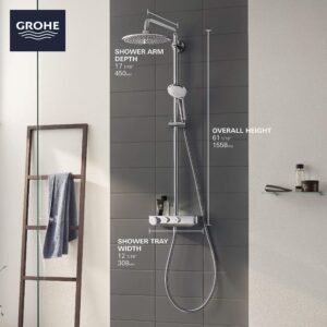 GROHE 26511000 Euphoria SmartControl Mono Shower System with Thermostat for Wall Mount, Starlight Chrome