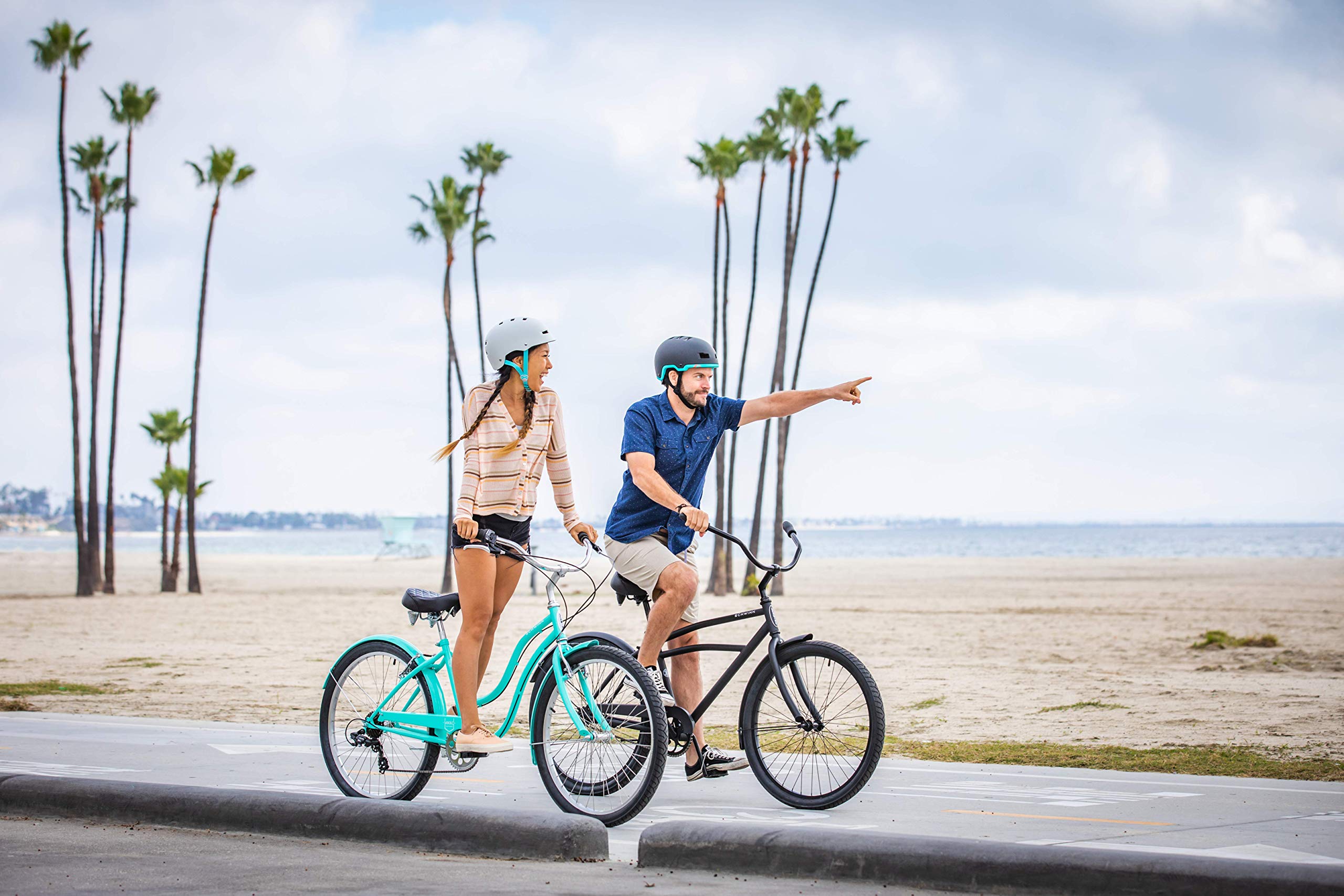 Schwinn Mikko Adult Beach Cruiser Bike, Featuring 17-Inch/Medium Steel Step-Over Frames, 7-Speed Drivetrains, Navy