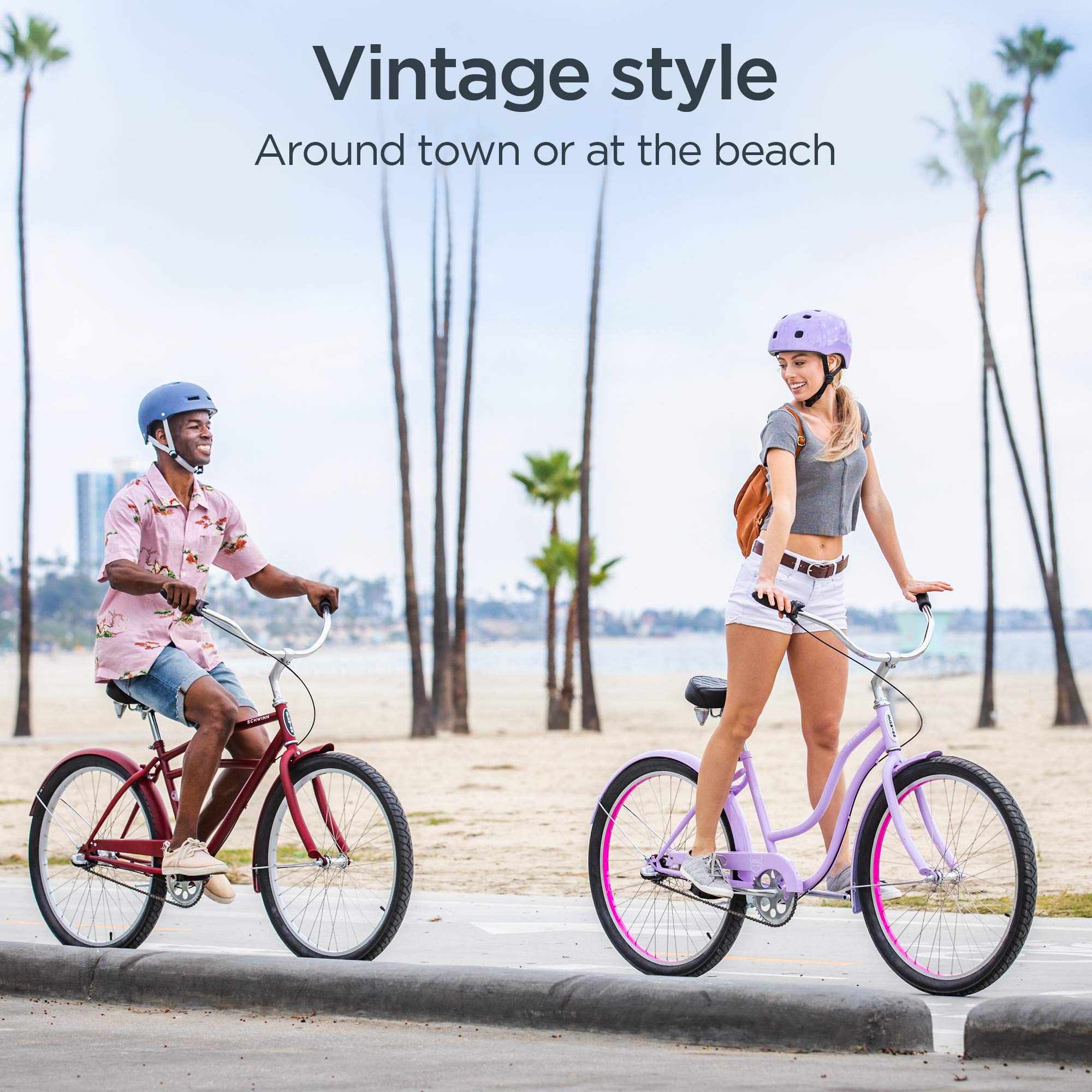 Schwinn Mikko Adult Beach Cruiser Bike, Featuring 17-Inch/Medium Steel Step-Over Frames, 7-Speed Drivetrains, Navy