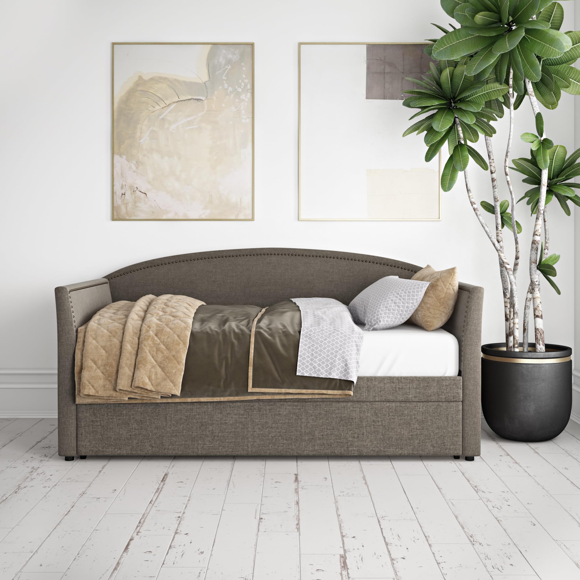 DHP Clara Linen Twin, Grey Daybed, Gray