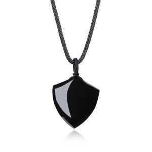 coai black obsidian shield of faith pendant amulet necklace mens womens