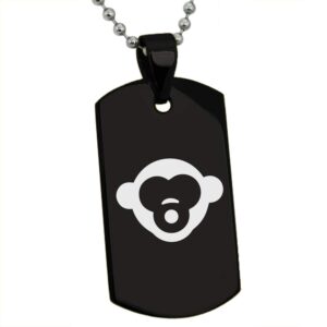 tioneer black stainless steel see no evil monkey dog tag pendant necklace