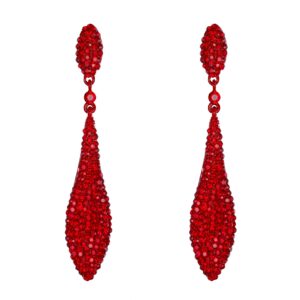 ever faith women's austrian crystal double waterdrop bridal pierced dangle earrings red red-tone