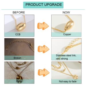 FAMARINE 18K Gold Plated Layered Necklaces Set,3 Layers Gold Chain Pendant Layering Necklace (Seperable) for Women Birthday Christmas