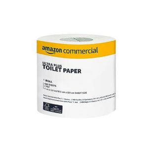 AmazonCommercial 2-Ply White Ultra Plus Individually Wrapped Toilet Paper/Bath Tissue,Bulk,Septic Safe,FSC Certified,Unscented, 32000 Count, 80 Pack of 400 Sheets per Roll (4.1" x 3.5")