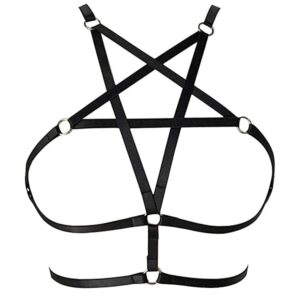 live4cool women harness elastic cupless cage bra sexy lingerie for women adjustable hollow out crop top exotic strap belt black