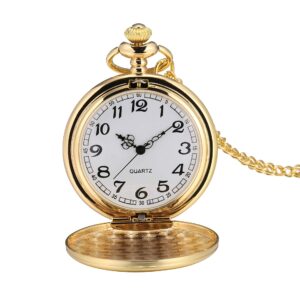 I-MART Smooth Vintage Pocket Watch with Chain (Gold)