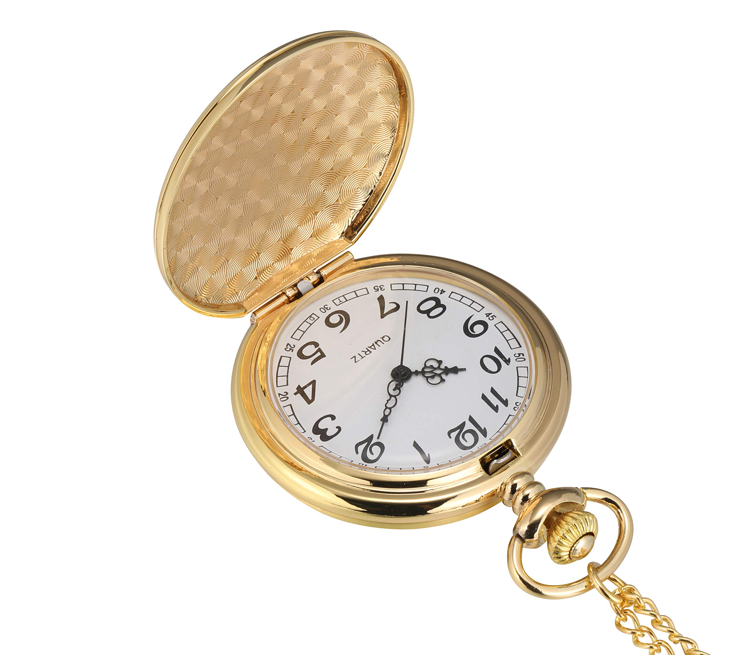 I-MART Smooth Vintage Pocket Watch with Chain (Gold)