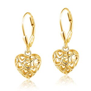 s925 sterling silver heart round ball dangle drop leverback cage filigree earrings for women