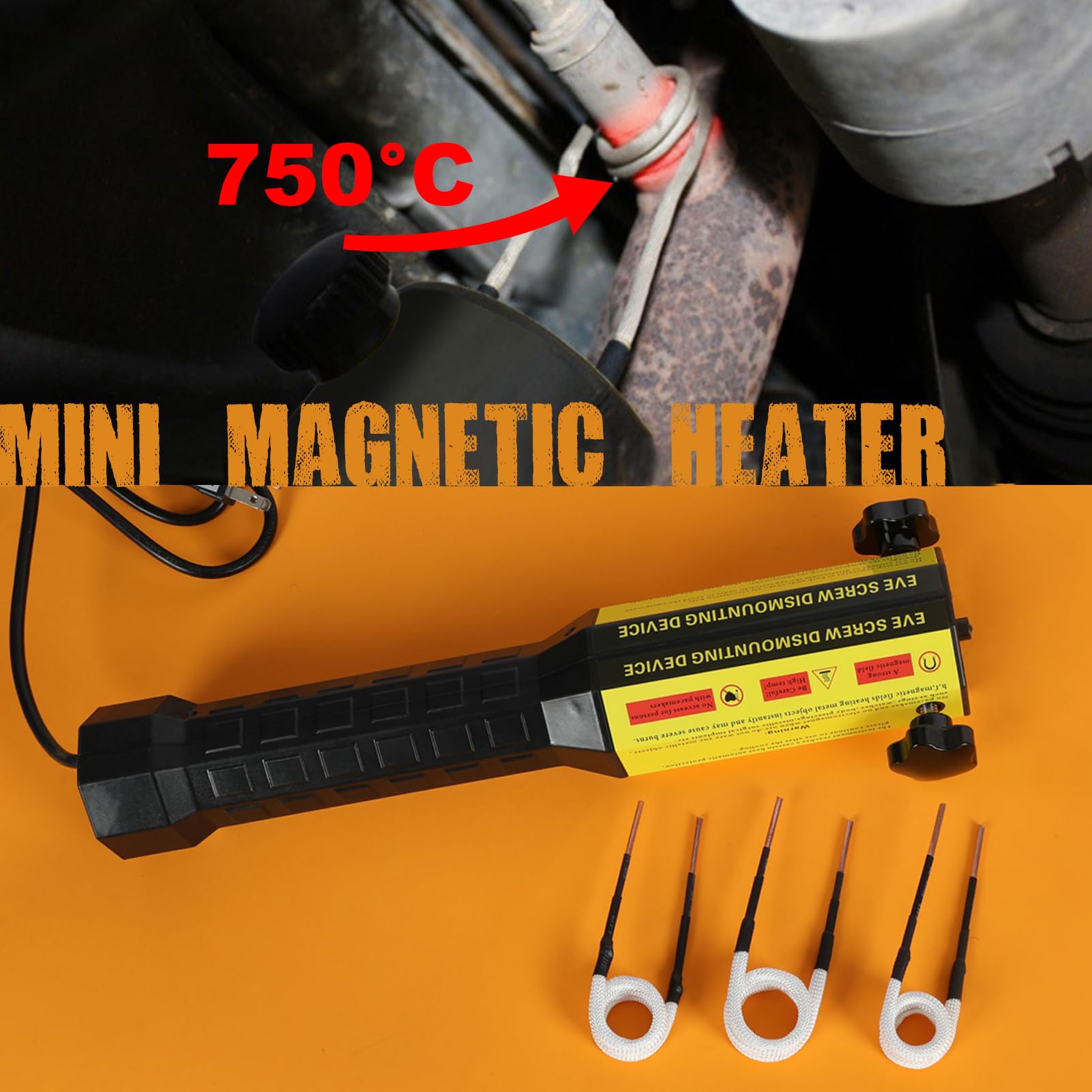 Magnetic Heater Kit, 1000W 110V Hand Held Heater for Rusty Screw Removing, Automotive Flameless Heater with 4 Coils and Portable Storage Box