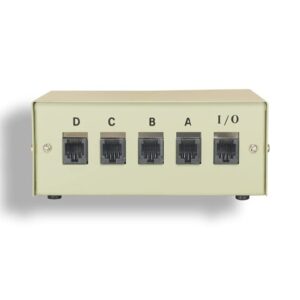 Kentek RJ45 4 Way Manual Data Switch Box Network I/O ABCD Female Port Phone Internet CAT5 CAT6 Devices