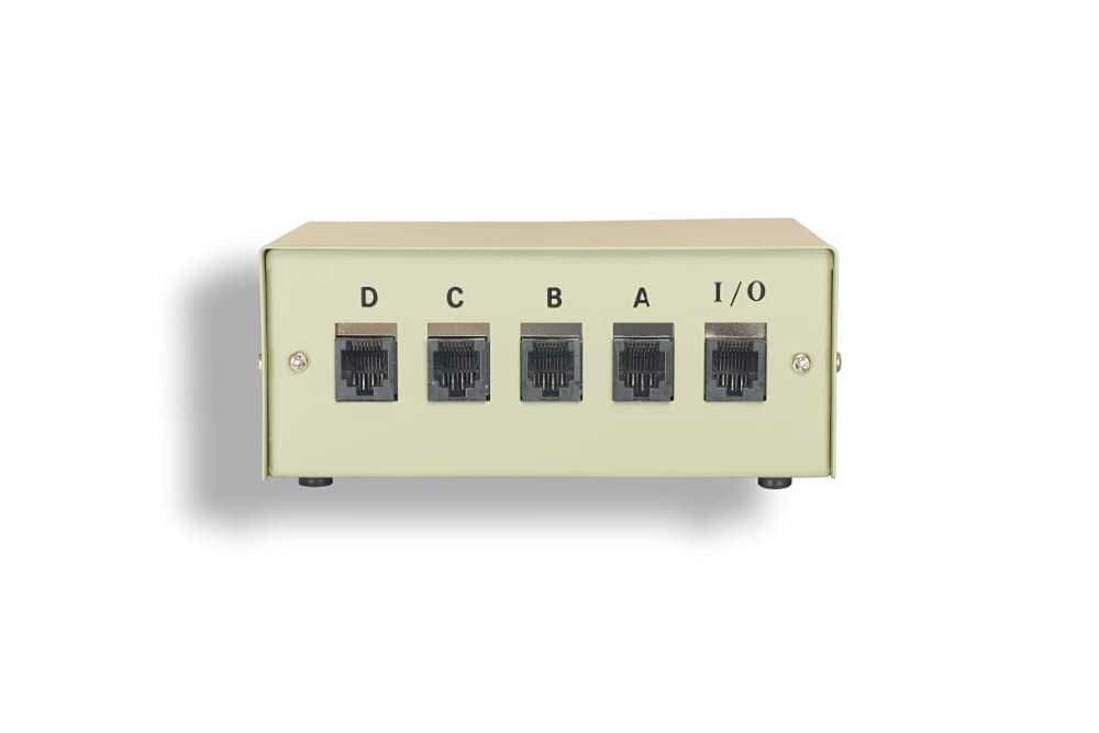 Kentek RJ45 4 Way Manual Data Switch Box Network I/O ABCD Female Port Phone Internet CAT5 CAT6 Devices