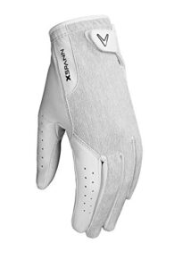 callaway golf x spann glove (worn on left hand, ladies, medium, white/white)