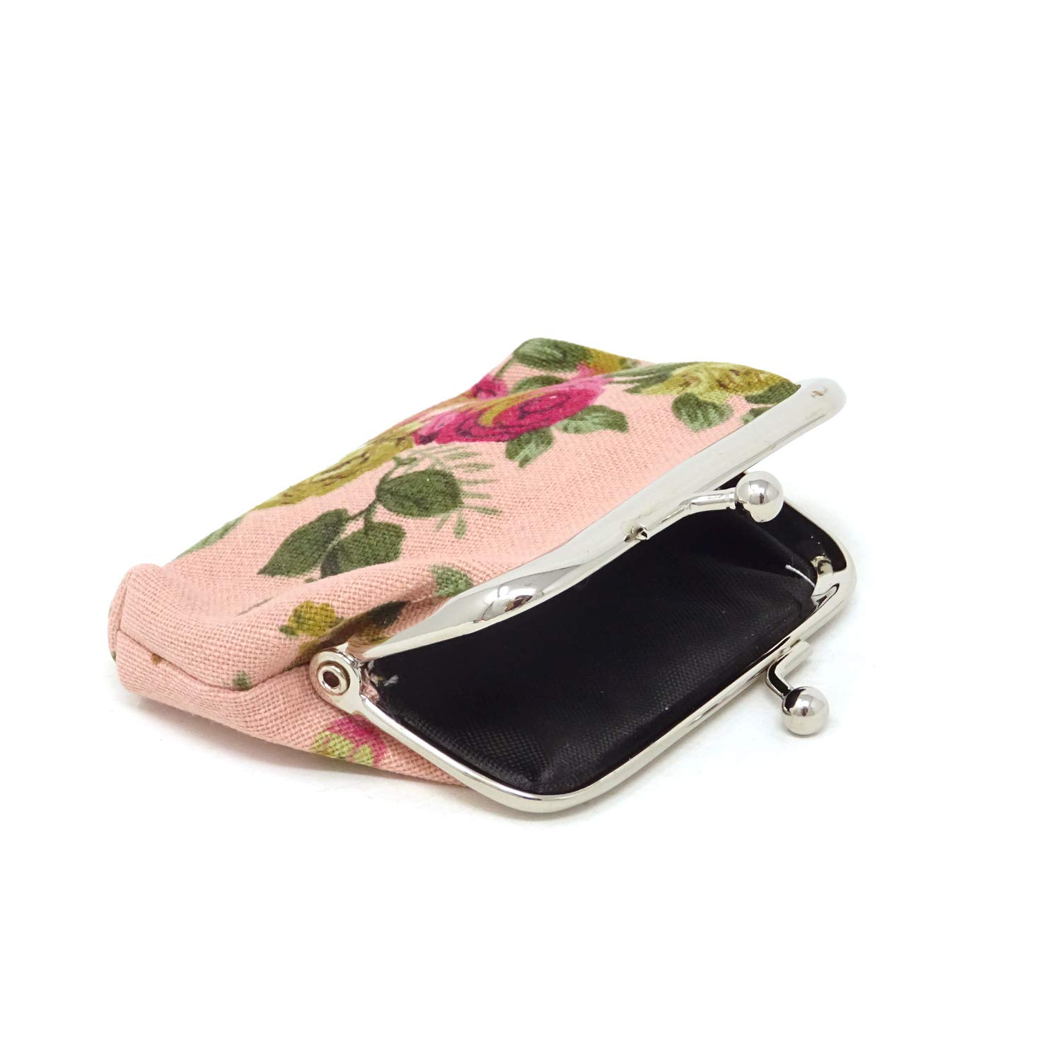 Honbay 4PCS Canvas Floral Rose Flower Coin Purse Kiss Lock Change Purse Vintage Trinkets Pouch Small Women Wallet Clutch Purse