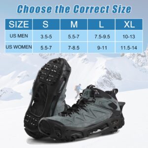 Ice Cleats Snow Traction Cleats Crampon for Walking on Snow and Ice Non-Slip Overshoe Rubber Anti Slip Crampons Slip-on Stretch Footwear(Small Size)