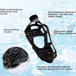 Ice Cleats Snow Traction Cleats Crampon for Walking on Snow and Ice Non-Slip Overshoe Rubber Anti Slip Crampons Slip-on Stretch Footwear(Small Size)