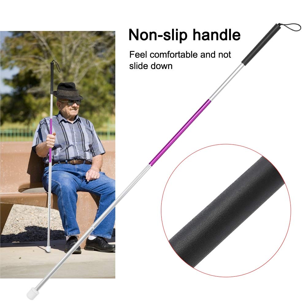 TMISHION Foldable Walking Stick Cane Reflective Anti-Shock Guide Crutch for Blind People Outdoor Hiking Cane for Men and Women Easy Adjustable Elder Stick with Soft Handle and Stable Holder