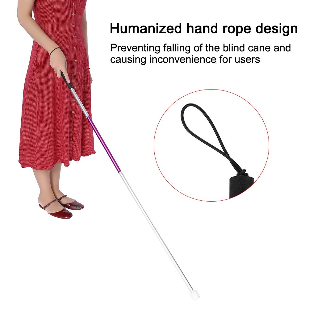 TMISHION Foldable Walking Stick Cane Reflective Anti-Shock Guide Crutch for Blind People Outdoor Hiking Cane for Men and Women Easy Adjustable Elder Stick with Soft Handle and Stable Holder