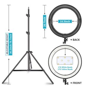 Neewer 20-inch LED Ring Light Kit for Makeup Youtube Video Blogger Salon - Adjustable Color Temperature with Battery or DC Power Option, Battery, Charger, AC Adapter, Phone Clamp and Stand Included