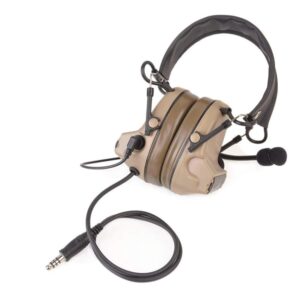 the mercenary company closed-ear electronic hearing protection earmuffs & communication headset (tan)